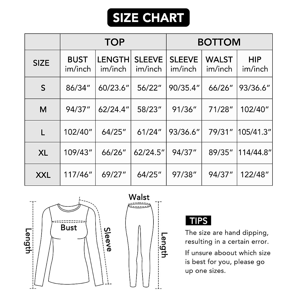 JZCreater Women Thermal Underwear Set, Long Johns Base Layer Top & Bottom, Women Soft Pajama Set for Cold Weather (Large, Black)