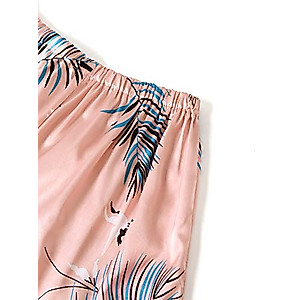 LYANER Women's Pajamas Set 4pcs Satin Silk Cami Top Button Down Loungewear Pjs Set Pink Small