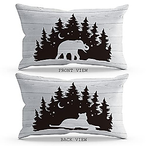 Wild Animal Elephant Wolf Forest Camping Reversible Throw Pillow Cover Pillowcase Farmhouse Adventure Theme 12x20 Inch Decor for Sofa Bed Couch Home Bedroom RV Camper Gifts for Wildlife Lover