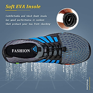 WateLves Water Shoes Mens Womens Beach Swim Shoes Quick-Dry Aqua Socks Pool Shoes for Surf Yoga Water Aerobics (B/Blue Gray, 41)
