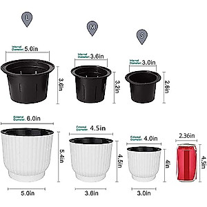 T4U 6 Inch Self Watering Pots for Indoor Plants, 6 Pack White Plastic Flower Pots for All House Plants, Flowers, African Violets