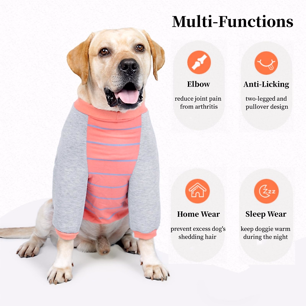Dog Elbow Protector for Calluses, Dog Post Operative Protection Shirt, Dog Surgery Recovery Suit Clothes Front Leg Braces Elbow Dysplasia, Cone Collar Alternative for Sprain Arthritis Joint Care, L