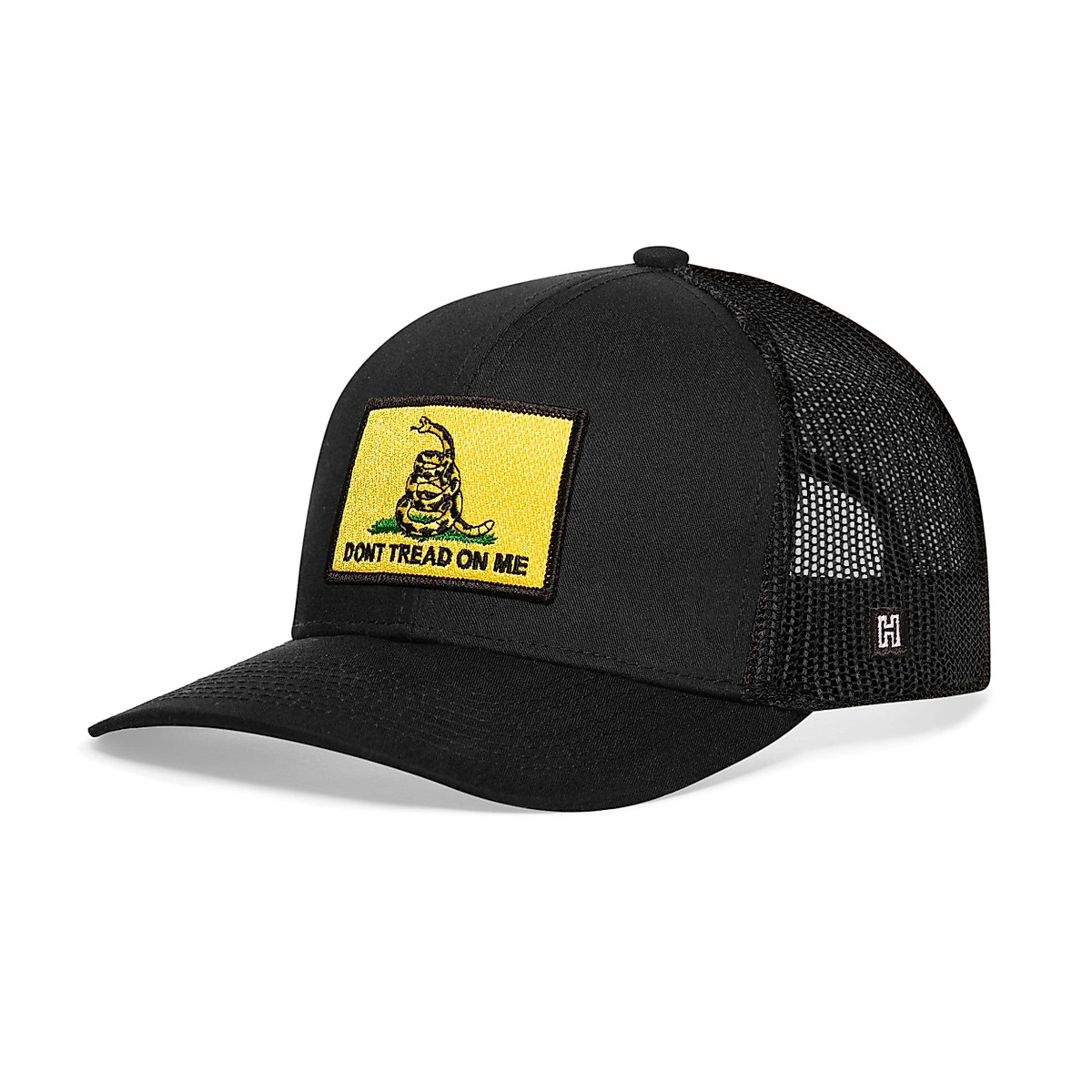 HAKA Dont Tread on Me Hat – Gadsden Flag Trucker Hat, Mesh Outdoor Hat for Men & Women, Adjustable Snapback Baseball Cap, Golf Hat Black