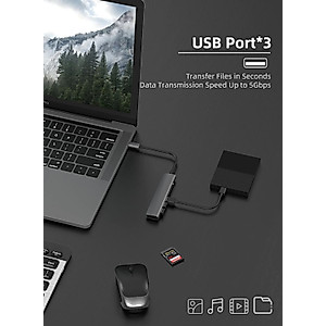 USB C Hub, Slim Aluminum Body, USB C Adapter, 7 in 1 with 4K HDMI Output, 1 USB 3.0, 2 USB-A, SD/TF Card Reader, 100W PD, USB C Dongle for MacBook Pro/ Air, iPad Pro, Dell XPS More Type C Devices