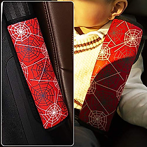 Spider Seat Belt Cover for Kids, Seat Belt Pad for Boys, Car Seat Straps Shoulder Pads for Kids, Kid's Seat Belt Cushion, Shoulder Strap Pad, 1 Piece（RED)