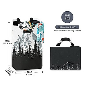 xigua Nature Mountains and Forest Laundry Basket Waterproof Clothes Hamper Collapsible Durable Dirty Clothes Large Storage Laundry Organizer