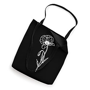 Poppy August Birth Flower Line Art Minimalist Personalized Tote Bag