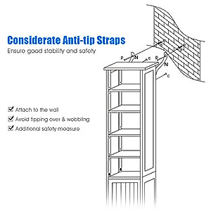 Tangkula 72 Inches Tall Cabinet, Bathroom Free Standing Tower Cabinet with Adjustable Shelves & Cupboard with Door Space Saving Cabinet Organizer Home Storage Furniture (Gray)