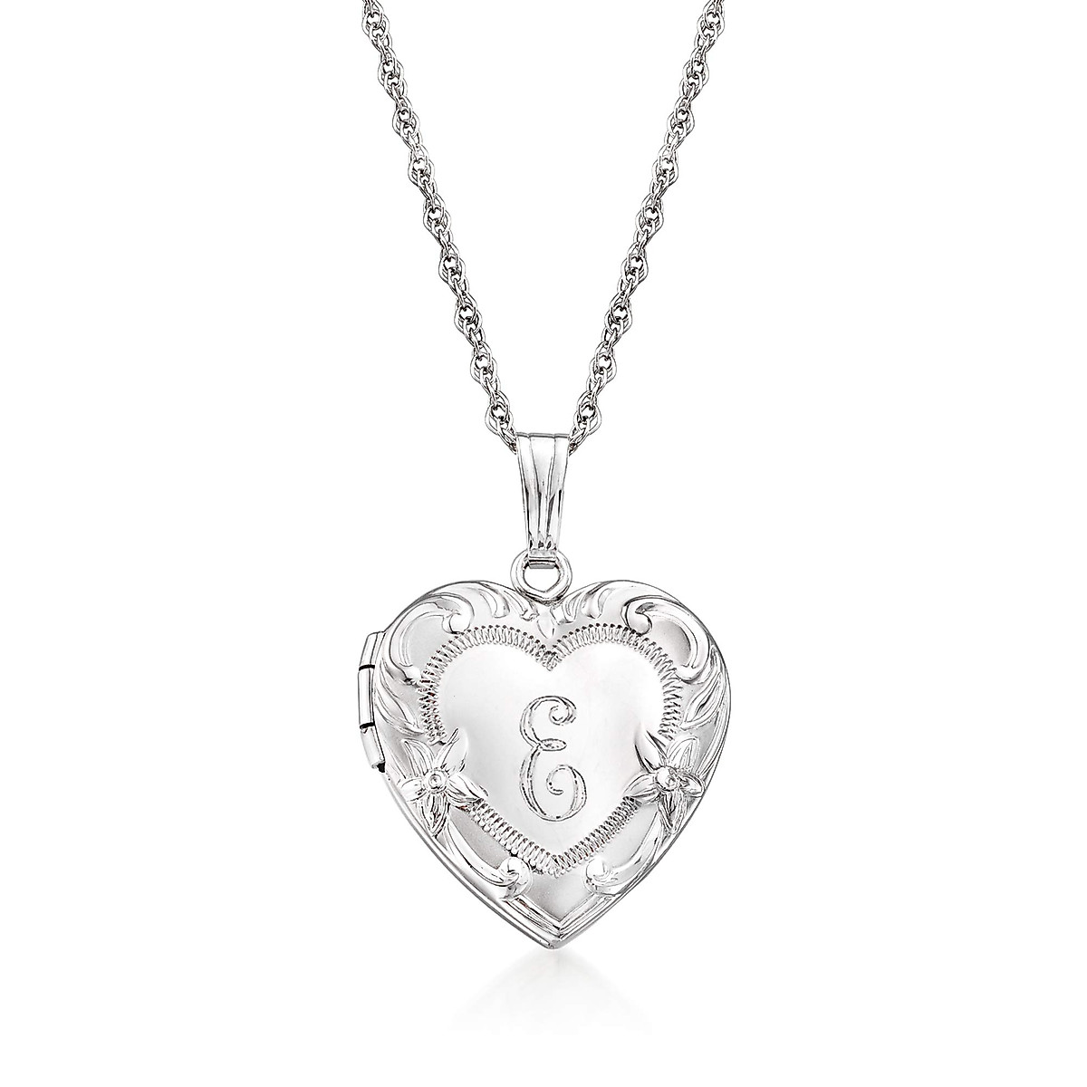 Ross-Simons Single-Initial - Sterling Silver Heart Locket Necklace. 18 inches