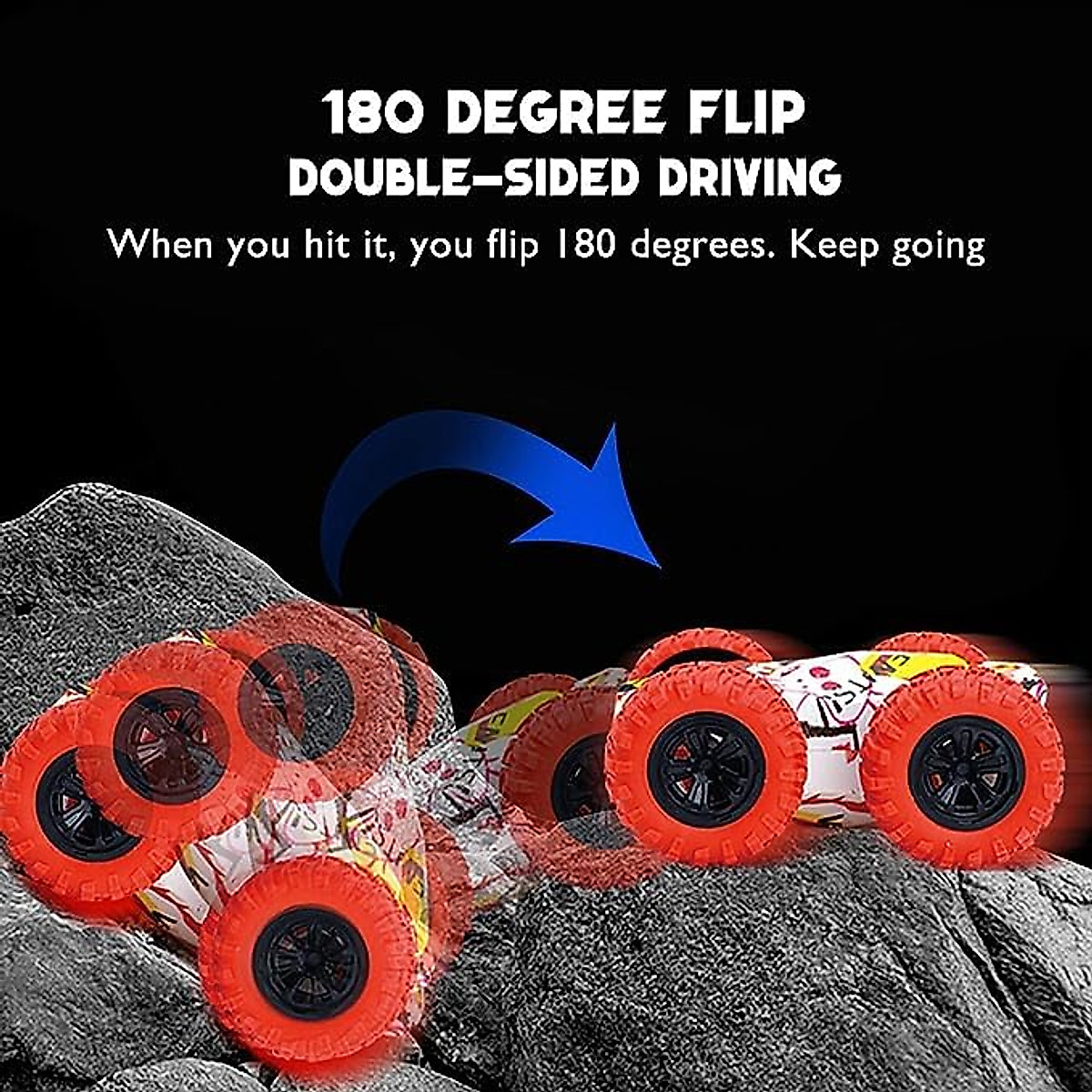 DqsWko Double-Sided Pull Back carsr. Friction Cars for Kids ，Vibration inertial car. Toy Pull Back car. Big tire Four-Wheel Drive Toy car for Boys and Girls（4pcs）