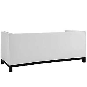Modway Imperial Modern Bonded Leather Upholstery Sofa with Bolster Pillows in White