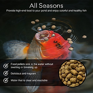 BIG Kahuna Koi Fish Food- 45lbs Koi Food – Made in The USA - Koi Food Floating Pellets – 3/16" - 1/4" Pellet Size – 32% Protein Koi Fish Food – Rich in Nutrients