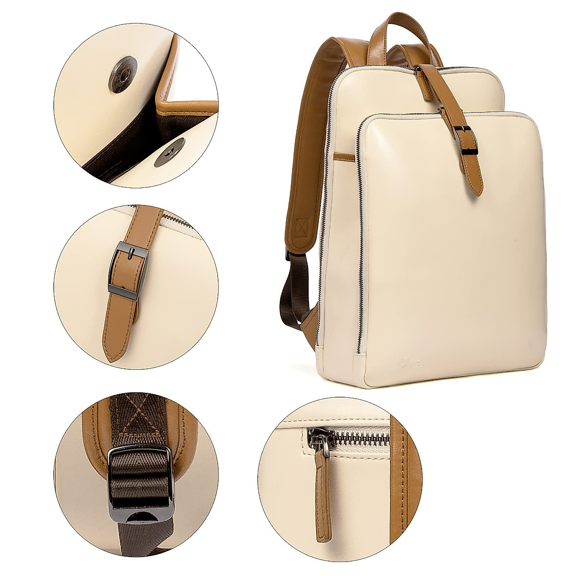 CLUCI Womens Backpack Purse Genuine Leather 15.6 Inch Laptop Vintage Travel Large Business College Shoulder Bag Vintage Yellow