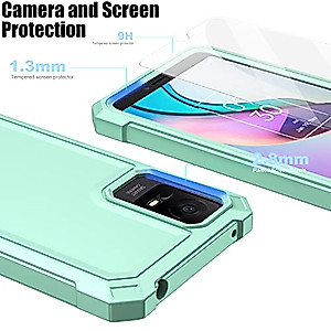 Ailiber Phone Case for TCL 30Z(T602DL), TCL 30 LE Case with Screen Protector, 2 Layer Structure Protection, Shockproof Corner TPU Bumper, Slim Silicone Phone Cover for Straight Talk TCL 30Z-Mint Green
