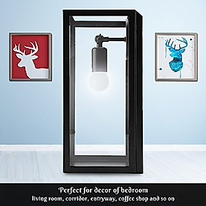 Tbest Vintage Style Wall Lantern Lamp Holder, Rectangular Wall Lantern Holder Metal Frame Glass Body Indoor Outdoor Home Garden Decoration No Light Source Black,14.17x7x6.42inch