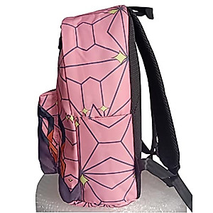 XIXISA Anime Nezuko Shinobu Kanroji Inosuke Cosplay School Backpack with Pencil Case Anime Backpacks for Teens