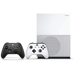 Microsoft Classic Original Xbox One S 1TB HDD with 4K Blu-ray DVD Reader, Two Wireless Controllers Black and White Included,1-Month Game Pass Trial, 14-Day Xbox Live Gold + AllyFlex Sports Cup Mat