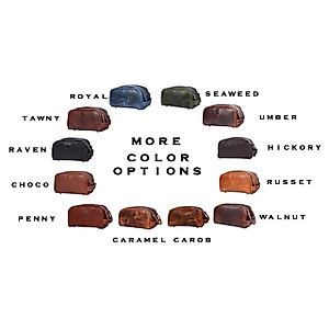 10" Premium Leather Toiletry Travel Pouch With Waterproof Lining | King-Size Handcrafted Vintage Dopp - Kit By Aaron Leather Goods (Dark Brown)