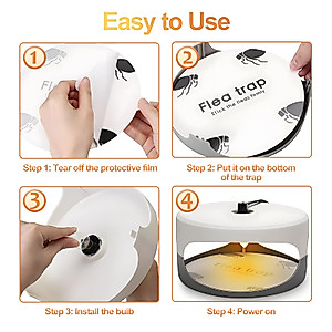 Flea Traps for Inside Your Home 2 Packs, Flea Trap Indoor Pest Control Trapper Insect Killer with Light, Sticky Bed Bug Natural