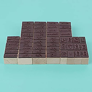 Vintage Wooden Rubber Stamps, Dedoot 52 pcs Date Stamps Vintage Wooden Month Week and Number Stamps for Card Making Painting Teaching