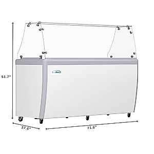 KoolMore KM-GDC-71SD-FG 70 in. 14-Pan Gelato Dipping Cabinet Display Freezer with Sliding Glass Door and Sneeze Guard, 20 cu. ft. ETL Listed