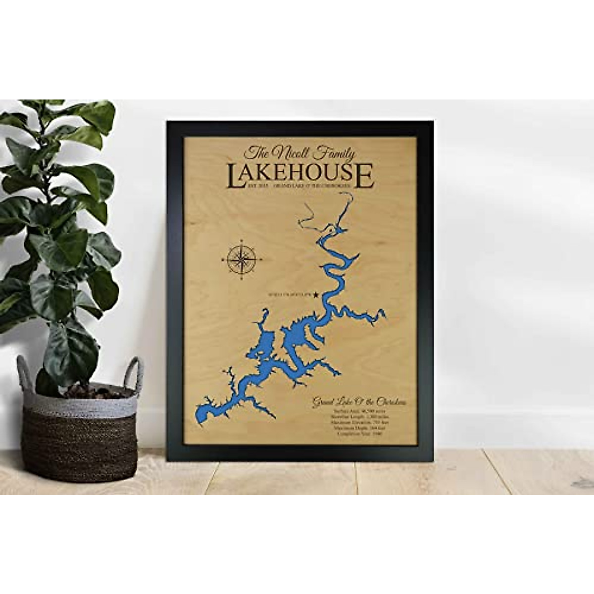 Personalized House Decor Wood Lake Map of Any Lake - Customized Handmade Gifts for Lake House Wall Decor
