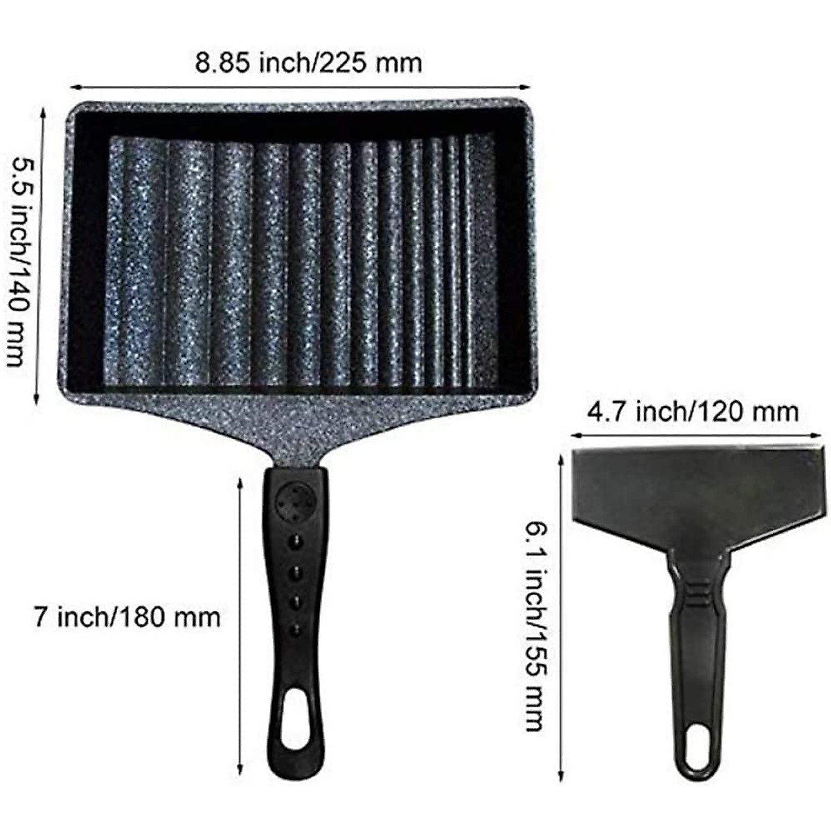 TINGJUNN Omelet pan smokeless frying pan, non-stick tamagoyaki frying pan, wave-bottom wheat rice omelet pan, rectangular frying pan with anti-scalding handle, easy to clean.