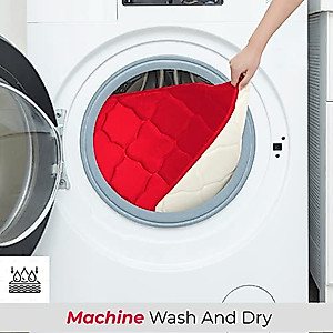 Yafa Home Fashion Geometric Design Embossed Solid Color Memory Foam Soft Bathroom Rug Non-Slip PVC Backing (Red, 17" X 24")