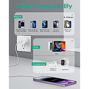 iPhone Charger Fast Charging, [Apple MFi Certified] Fast Charger 20W PD USB C Wall Charger with 6FT Type C to Lightning Cable Compatible with iPhone 14 13 12 11 Pro Max/Pro/XS Max/XS/XR/X, iPad