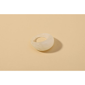 Xinhangdao Colorful Resin Rings Wide Thick Dome Knuckle Finger Stackable Joint Ring Chunky Acrylic Rhinestone Jewelry Trendy Unique heart-shaped Gem Ring for Girls and Women (style-A-6pcs)