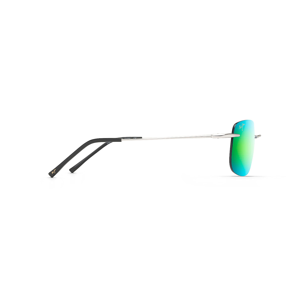 Maui Jim Men's and Women's Ohai Polarized Rimless Sunglasses, Matte Silver/MAUIGreen®, Large