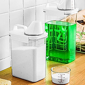 Houchu Washing Powder Container Household Detergent Box Laundry Measuring Cup Detergent Powder Storage Bucket(M)