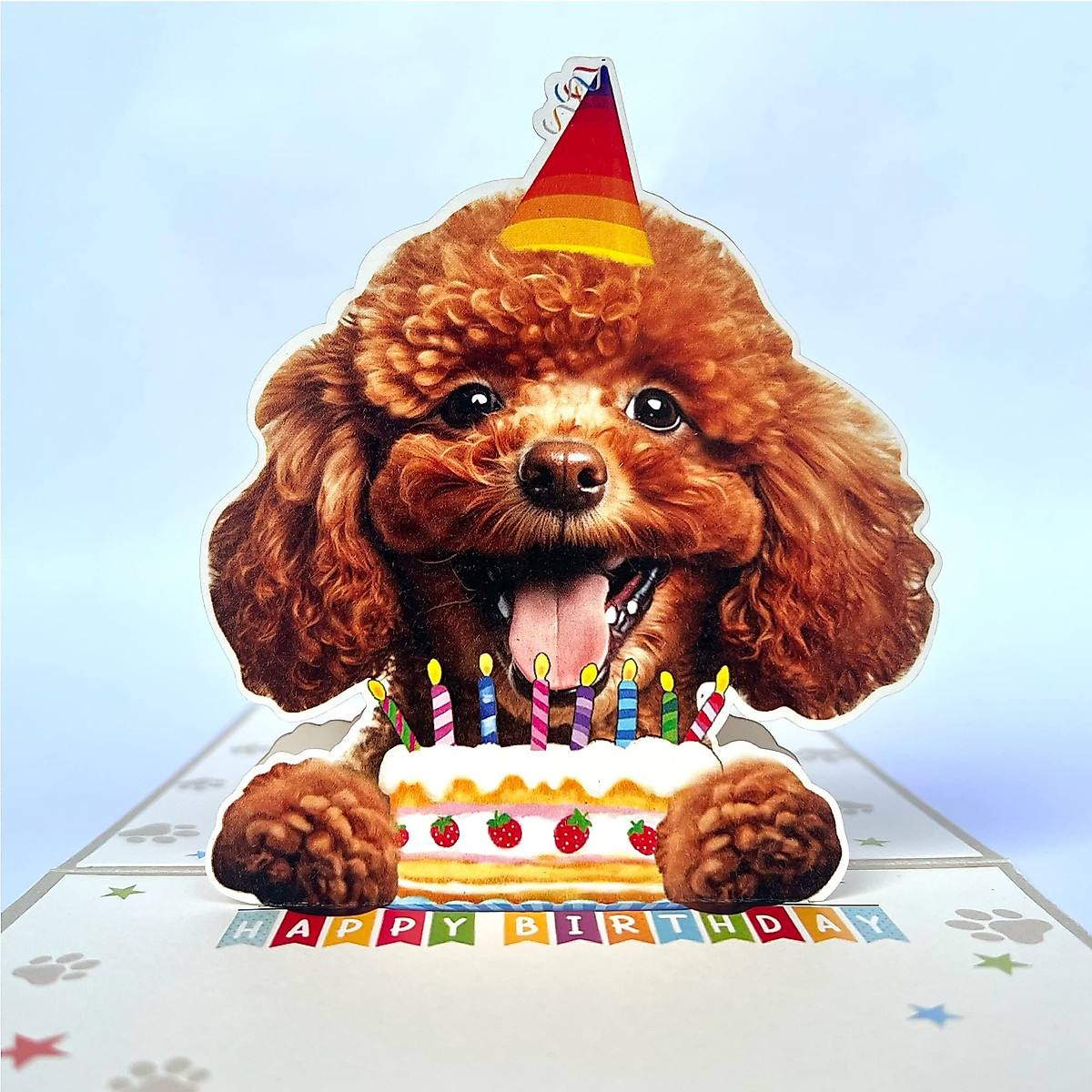 Crazytops Poodle Dog 3D Birthday Funny Pop Up Cards, Poodle Funny and Surprise Happy Birthday Lovely Cards