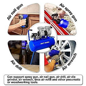 BILT HARD Ultra Quiet Air Compressor 8 Gallon, Oil-Free, Electric Shop Air Compressor Portable, CSA Certified Blue