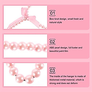 Toddmomy 5pcs Pink Pearl Beads Small Clothes Hangers Faux Pearl Beaded Garment Hangers with Ribbon Bowknot for Pet Dog Cat Baby Clothing Trousers Jeans Skirts