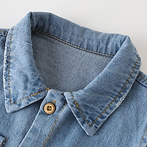 Alunsito Autumn Toddler Baby Boy Romper Long Sleeve Jumpsuit Animal Printed One-Piece Button-Down Denim Bodysuit Giraffe 73 3-6 Months