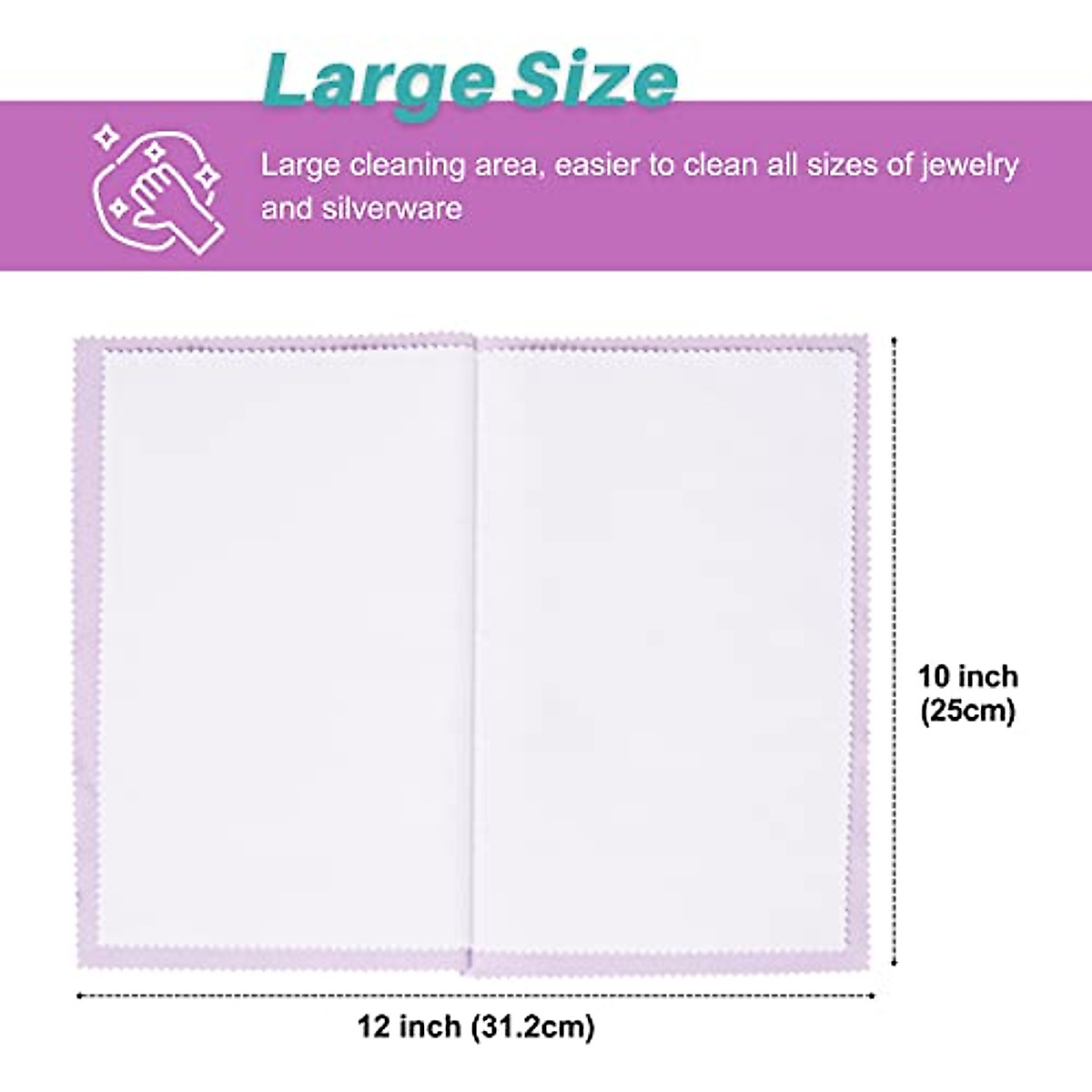 CATIFLIN 3pcs Multi-Layer Jewelry Cleaning Cloth, Large Polishing Cloth, 100% Cotton Jewelry Cleaning Cloth for Gold, Silver and Platinum Jewelry (Purple, 10"X12")