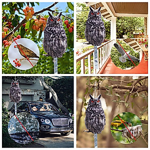 Owl Scarer for Gardens, 2Pack Fake Owl Hanging Effective Cardboard Owl Deterrent for Garden Patio Windows
