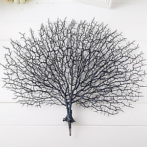 URMAGIC Simulation Coral Branch for Fish Tank Decoration, 20 x 18 Inch Artificial Coral Sea Tree,Wedding Home Decor,Plastic Landscape Aquarium Ornament,Sea Coral Ornament,Fan Shape Coral Plant Tree