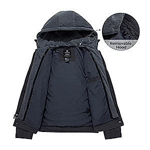 wantdo Men's Bomber Jacket Tactical Jacket Canvas Army Jacket with Detachable Hood Grey Medium