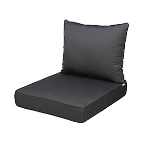 UIXE Outdoor Deep Seat Cushion Set with Sunbrella Slipcovers, Patio Furniture Cushions & Back Pillow, Water-Resistant Outdoor Cushion Cover Backyard Sectional Sofa Cushions for Bistro Chair - Gray