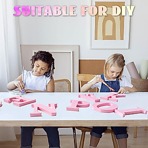 AOCEAN 8 Inch Pink Wood Letters Unfinished Wood Letters for Wall Decor Decorative Standing Letters Slices Sign Board Decoration for Craft Home Party Projects (M)
