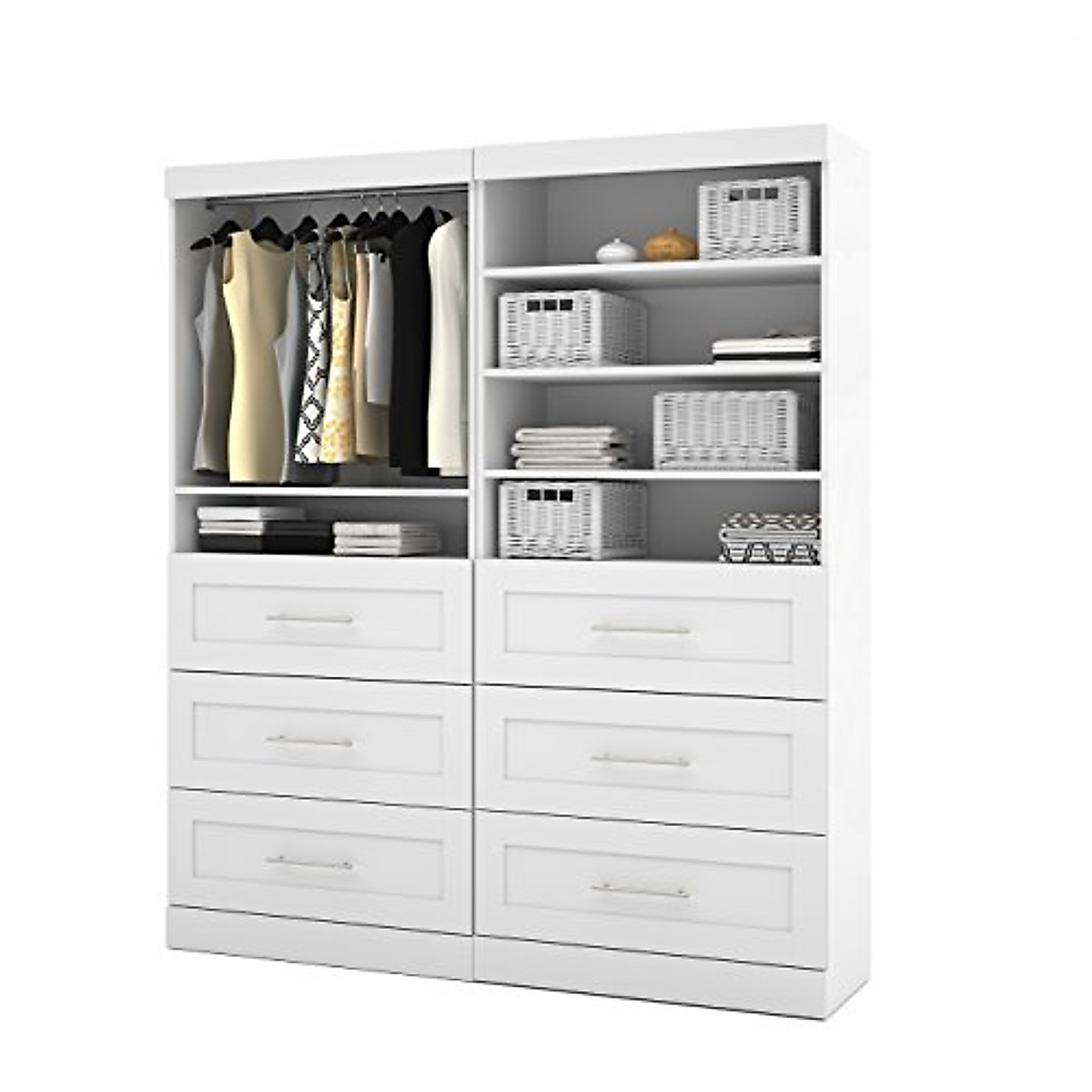 Bestar Pur Closet Organizer with Drawers in White, 72W