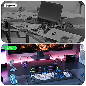 Acrylic Monitor Stand Riser,Dual Monitor Stand with Adjustable Length and Angle,3 Shelf Monitor Stand Riser with Anti-Slip Mat for Laptop, Computer, PC, Printer,TV Screen