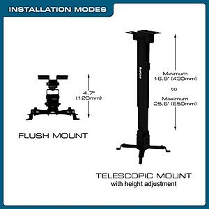 QualGear QG-PM-002-BLK Universal Projector Ceiling Mount, Black