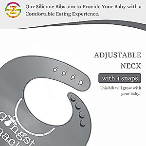 Funny Bibs, Baby Snacker Bib Set, Silicone Baby Feeding Set, Silicone Bib, Teething Utensils, Baby Shower, Toddler Self Feeding Set, Stage One, Unisex (Grey)