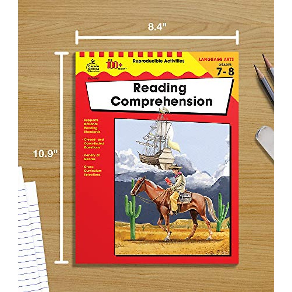 Carson Dellosa The 100+ Series: Reading Comprehension Workbook?Grades 7-8 Language Arts Learning, Fiction, Nonfiction, Poetry Passages With Closed- and Open-Ended Questions (128 pgs)