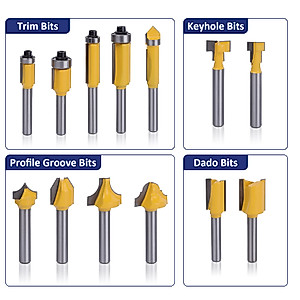 MNA Router Bits Set 1/4 Inch Shank 丨70 Piece Set