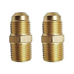 KBZ 2 Packs 3/8" Male Flare Thread (5/8"-18UNF) Convert to 3/8" Male NPT Thread Propane BBQ Grill Brass Union Adapter