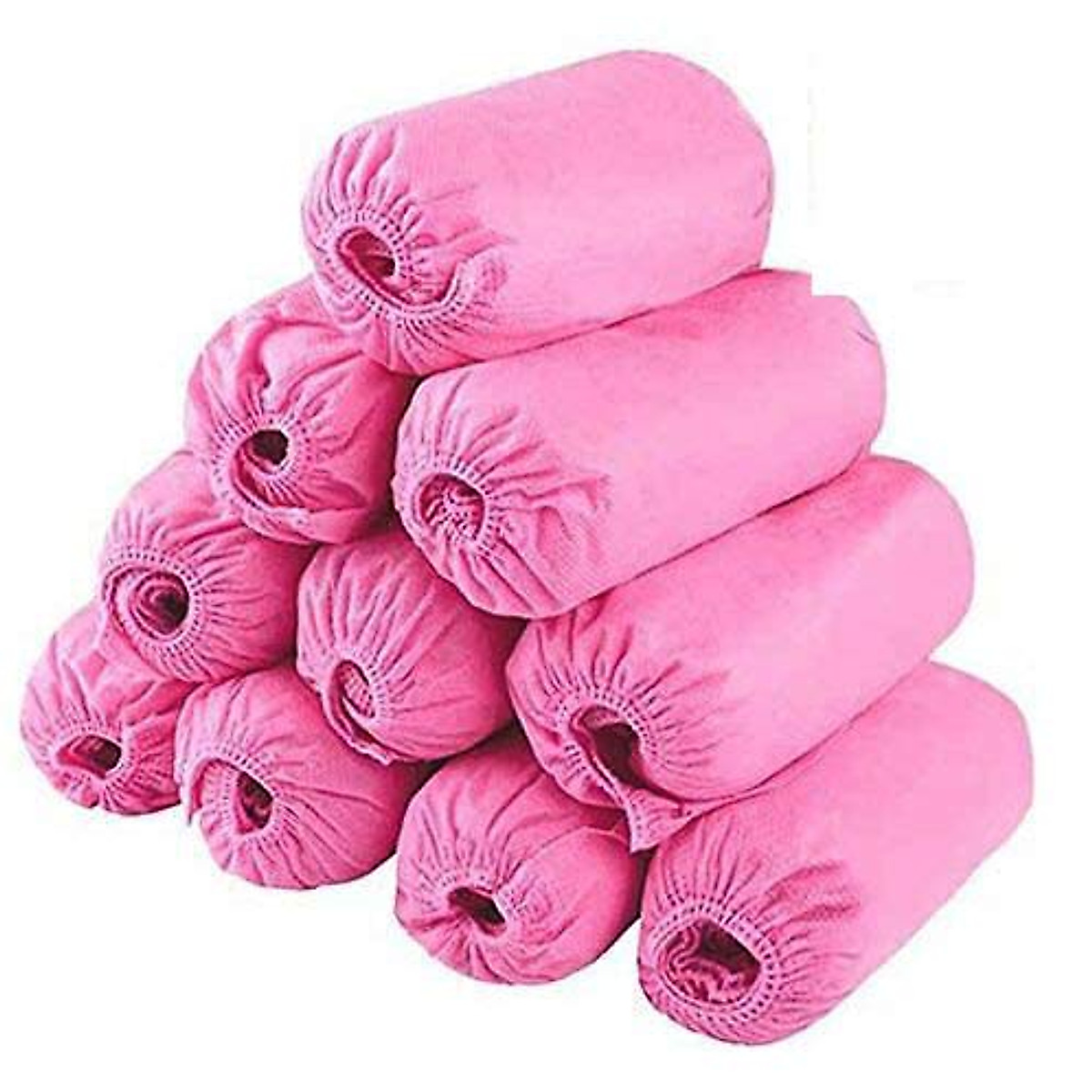 Disposable Shoe Covers 100PCS Non-Slip Durable Indoor Boot Overshoes Protector Thicked Non-Woven Shoe Covers for Carpet Floor Protection Construction Offices One Size Fits All (Pink)